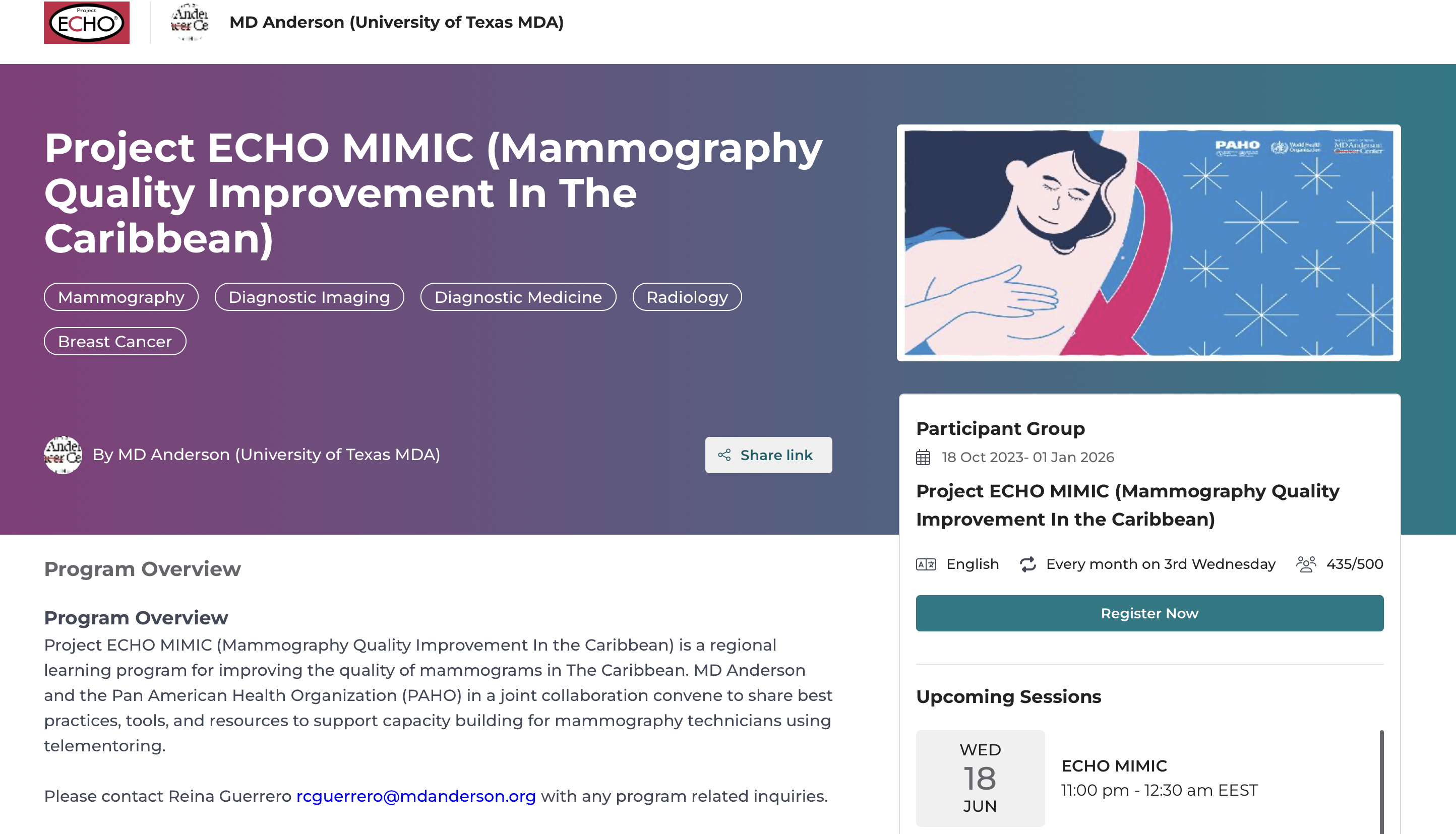 ECHO MIMIC Extension for Community Healthcare Outcomes Mammography Quality Improvement In the ...